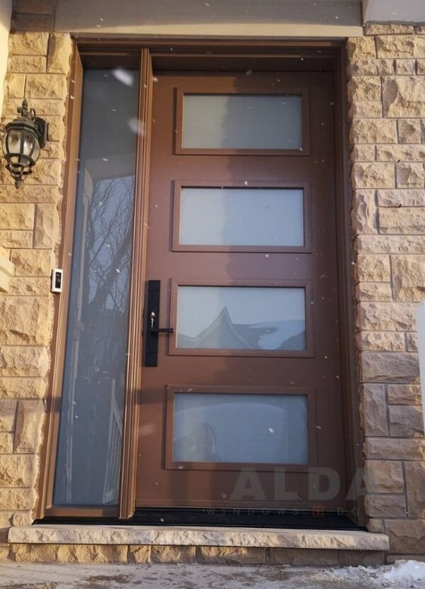 Brown Front Door with 1 Direct Set Sidelight | Brown Steel Door