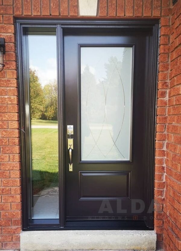 Black Front Door with Direct Set Sidelight | Black Steel Door