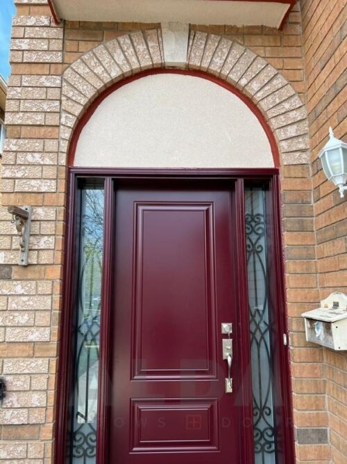 Single Dark Red Steel Replacement Door | ALDA Windows and Doors